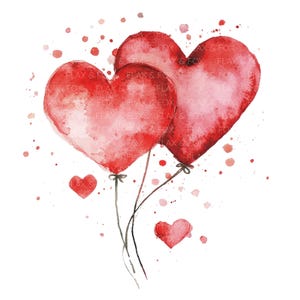 10 Heart Balloons Clipart L Valentine's Day Card Decor L Love L JPG ...