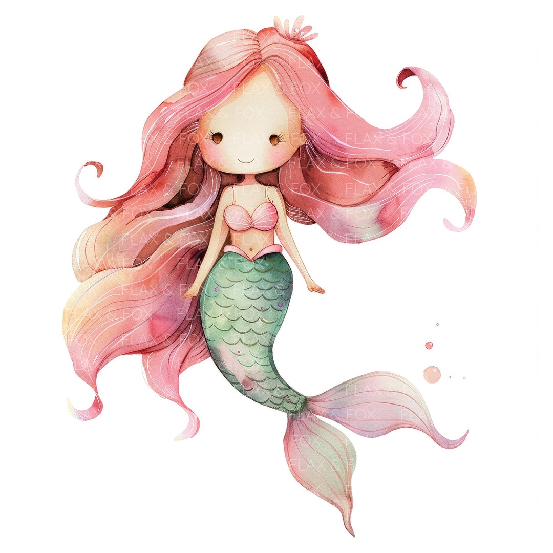 10 Little Mermaid Clipart L Underwater, Sea, Ocean L JPG Digital ...