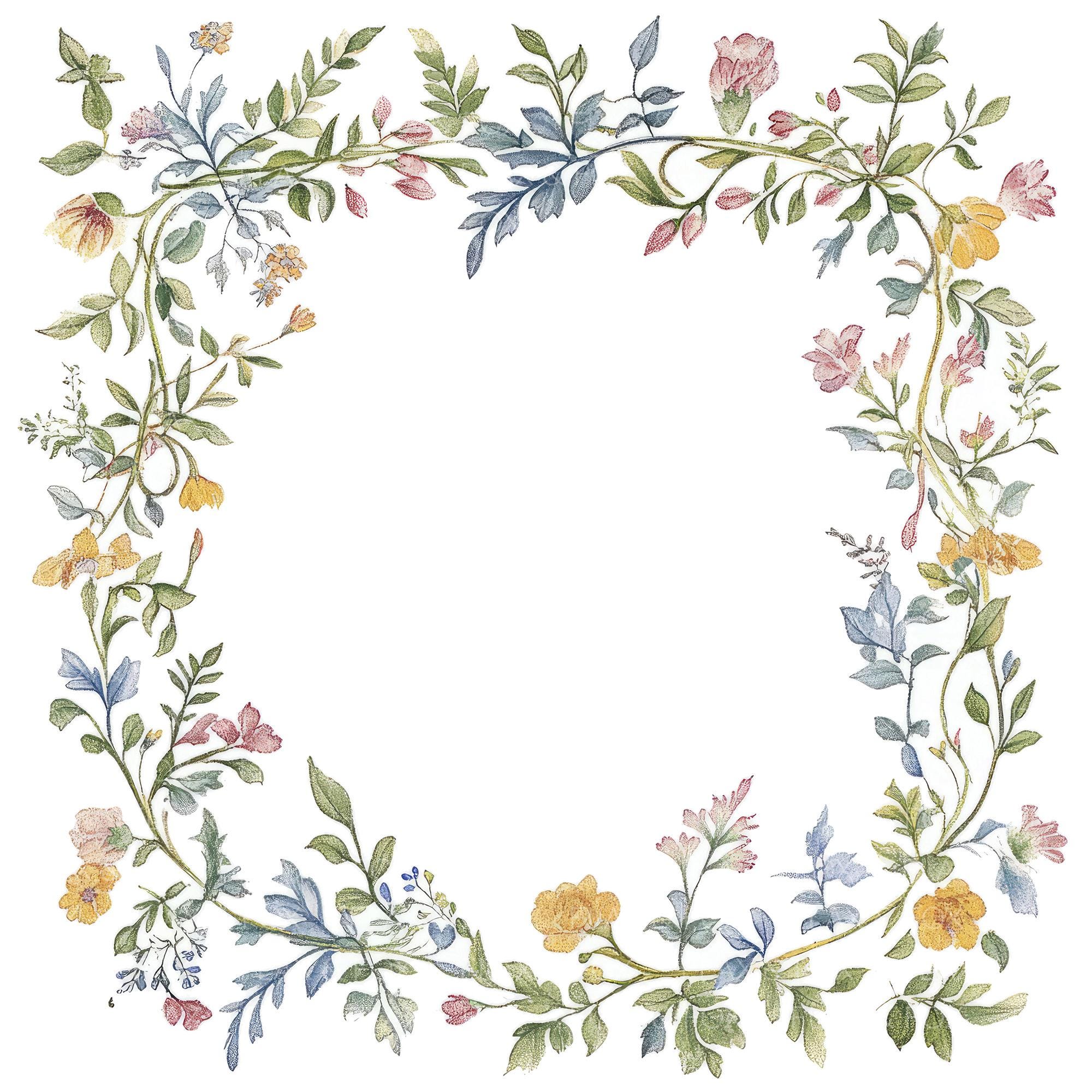 22 Pastel Wildflowers Frame Clipart L Antique Style Floral Decor L JPG ...