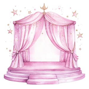 10 Pink Magic Stage Clipart L Princess Stage L JPG Digital Download L ...