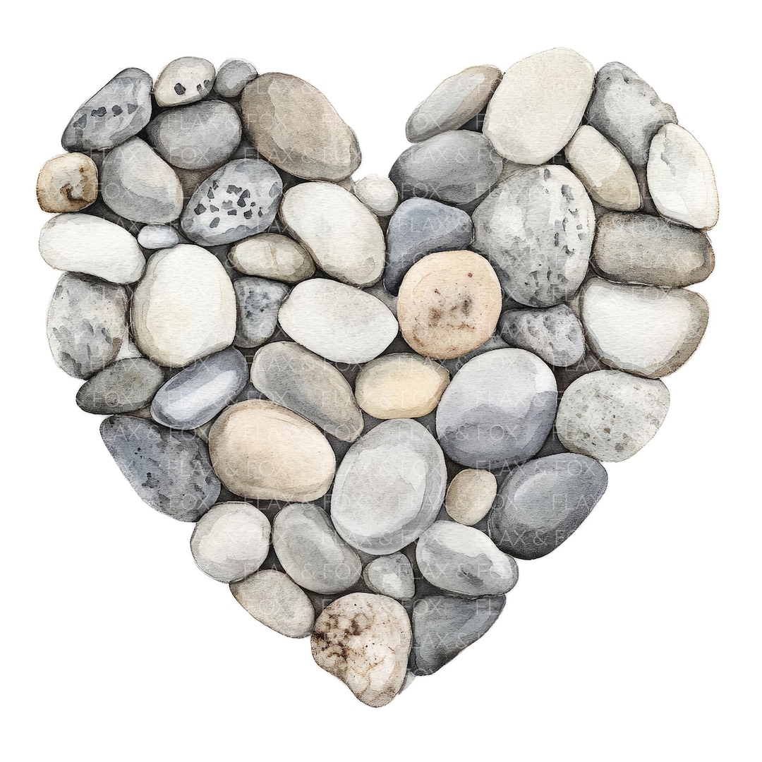 12 Pebble Heart Clipart L Love L JPG Digital Download L Printable ...