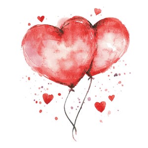 10 Heart Balloons Clipart L Valentine's Day Card Decor L Love L JPG ...