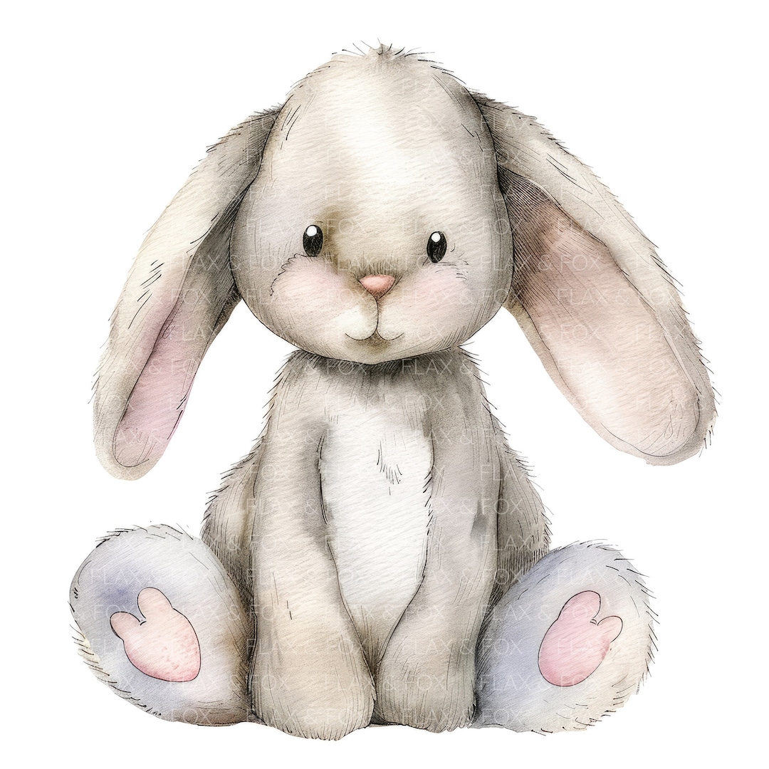 10 Cuddly Bunny Clipart L Cute Baby Bunny L JPG Digital Download L ...