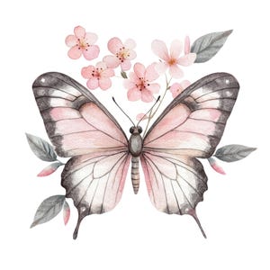 10 Blush Pink Floral Butterfly Clipart L Boho Butterfly L JPG Digital ...