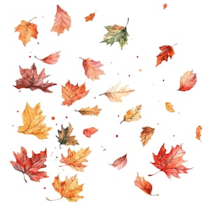 10 Falling Autumn Leaves Clipart L Fall Decor L JPG Digital Download L ...