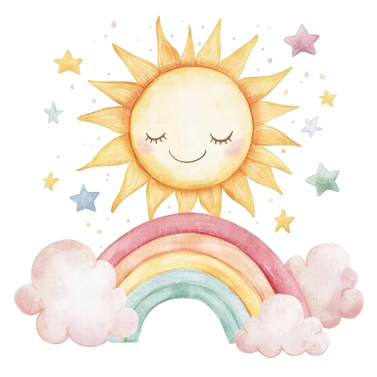 17 Cute Sun Over Rainbow Clipart L Baby Nursery L JPG Digital Download ...