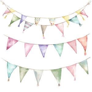 11 Party Bunting Clipart L Pastel Colored Garland L JPG Digital ...