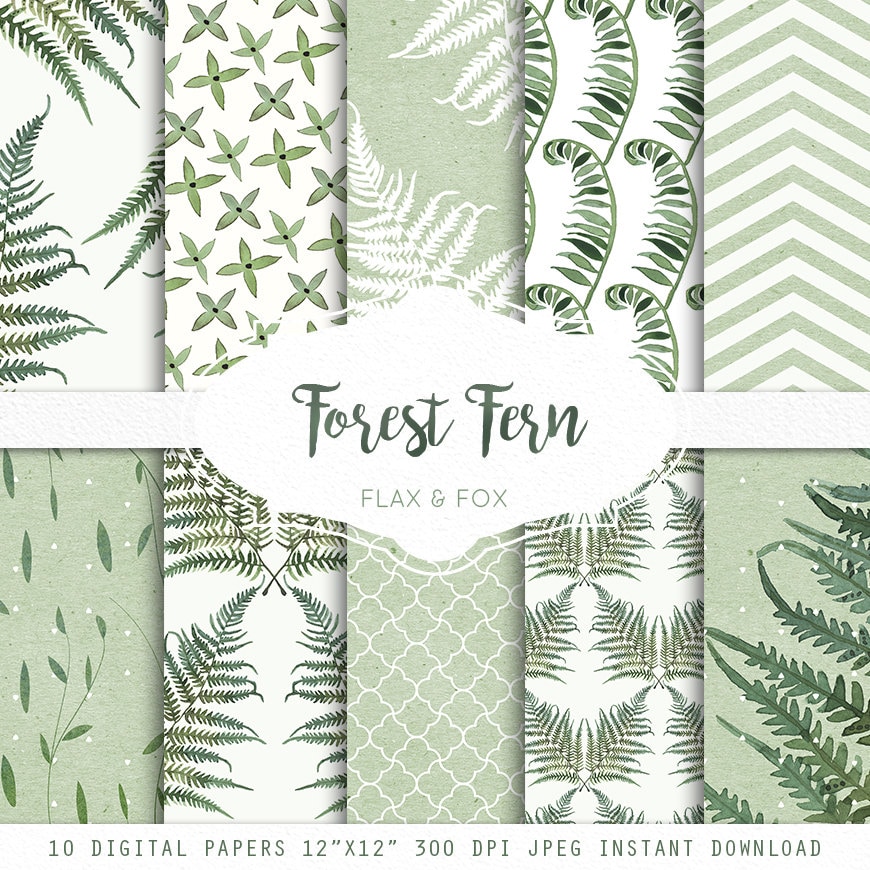 Forest Fern digital paper flower digital paper wedding | Etsy