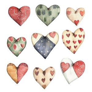 10 Vintage Hearts Clipart L Valentine's Day Card Decor L Love L JPG ...