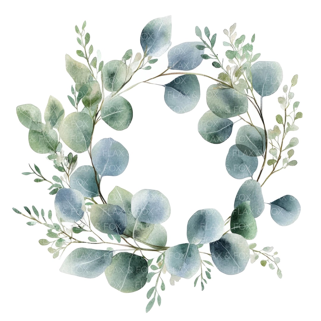 19 Eucalyptus Wreath Clipart L Greenery Leaves Decor L JPG Digital ...