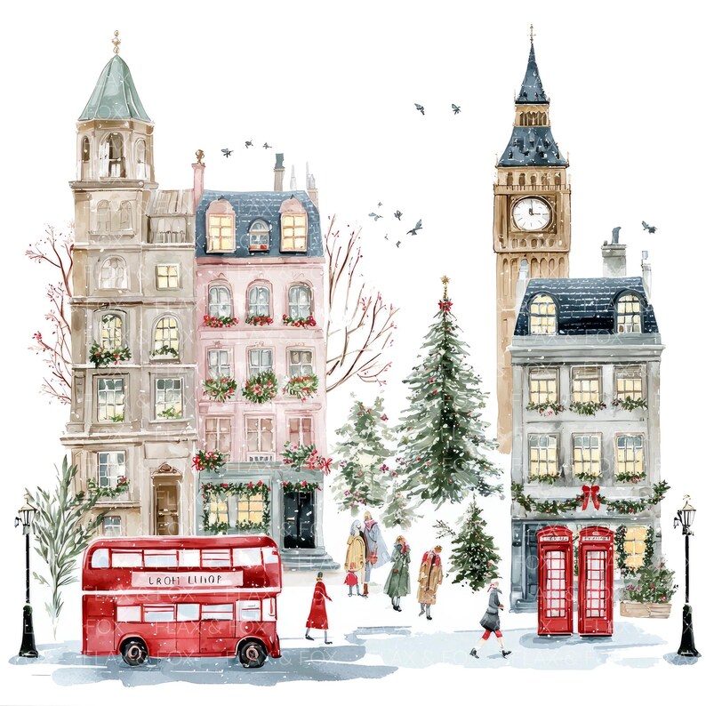 15 Cute London City Clipart L Winter Architecture L JPG Digital ...