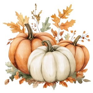 10 Pumpkin Clipart L Autumn Leaves Arrangement Halloween Thanksgiving L ...