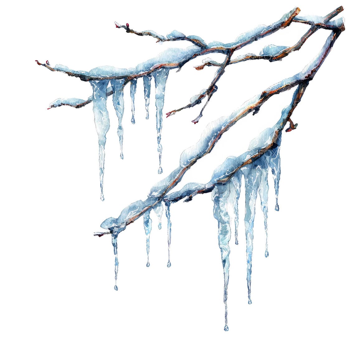 16 Winter Icicles Branch Clipart L Christmas Decor L JPG Digital ...