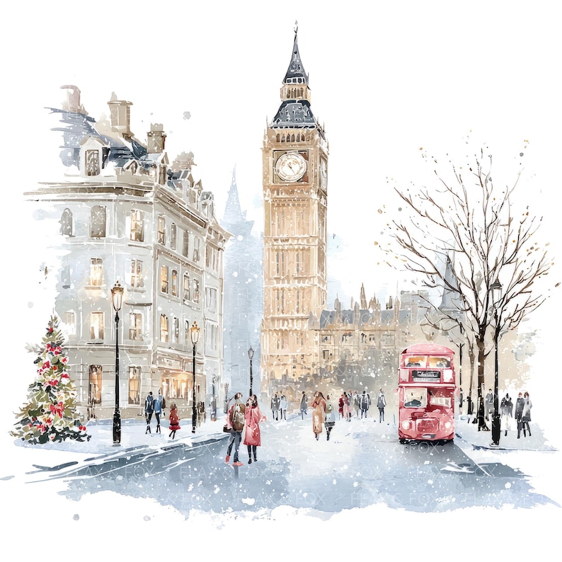 16 Cute London City Clipart L Winter Architecture L JPG Digital ...