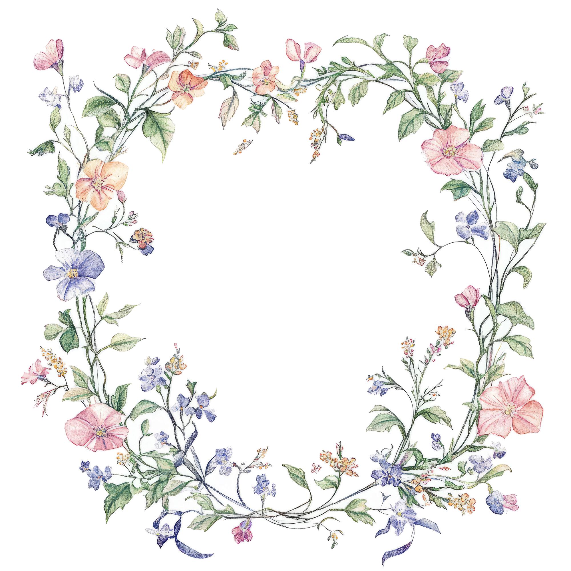 22 Pastel Wildflowers Frame Clipart L Antique Style Floral Decor L JPG ...
