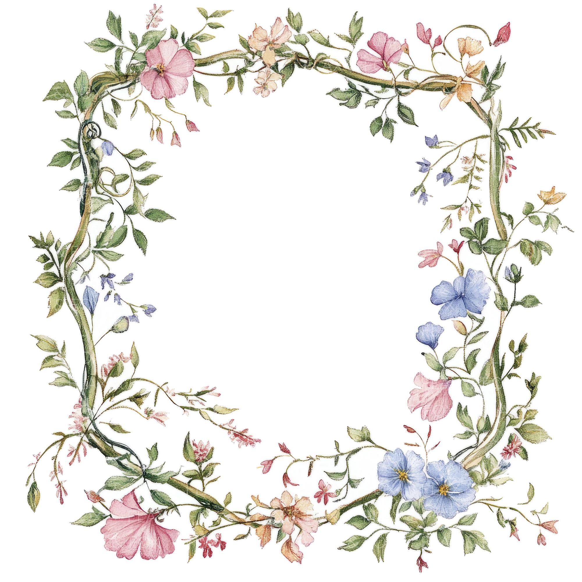 22 Pastel Wildflowers Frame Clipart L Antique Style Floral Decor L JPG ...