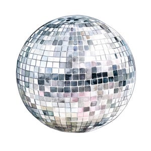 12 Silver Disco Balls Clipart L Retro Party Card Decor L JPG Digital ...
