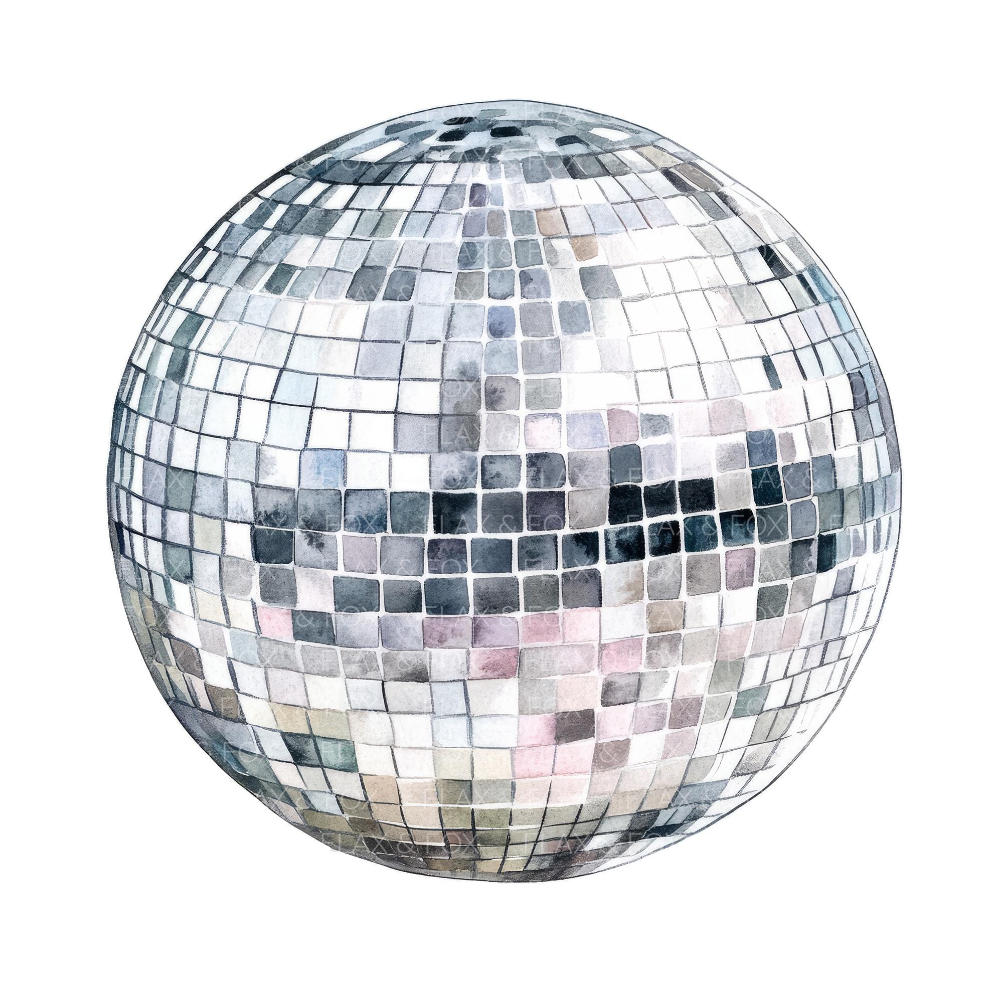 12 Silver Disco Balls Clipart L Retro Party Card Decor L JPG Digital ...