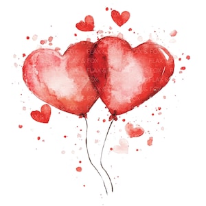 10 Heart Balloons Clipart L Valentine's Day Card Decor L Love L JPG ...