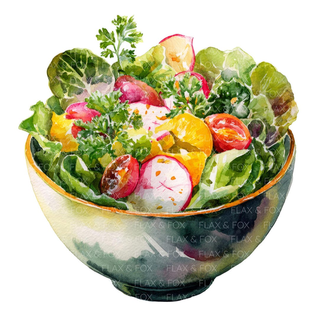 19 Salad Bowl Clipart L Kitchen Food L JPG Digital Download L Printable ...