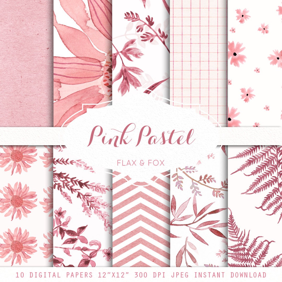 Pink Pastel Digital Paper Flower Digital Paper, Wedding Floral ...