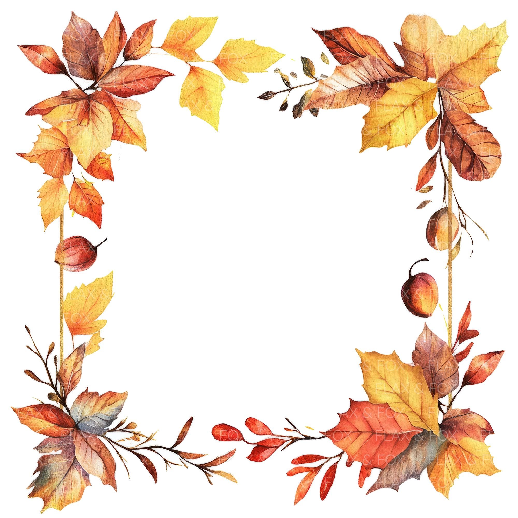 12 Autumn Leaves Frame Clipart L Fall Decor L JPG Digital Download L ...