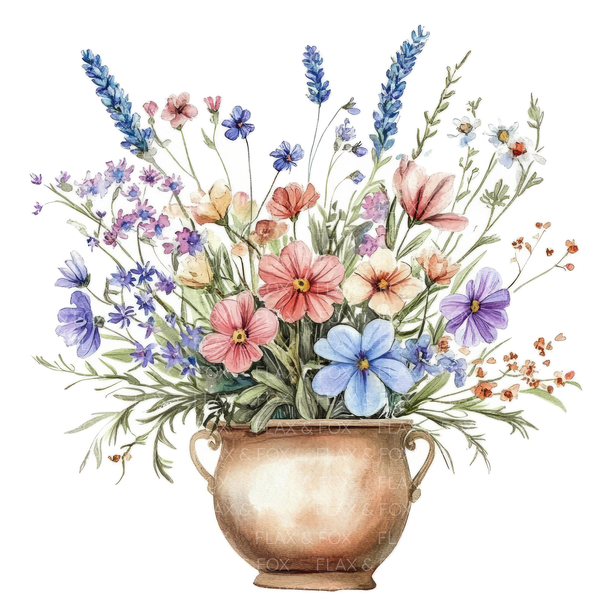 10 Flowers in Pot Clipart L Summer Floral L JPG Digital Download L ...
