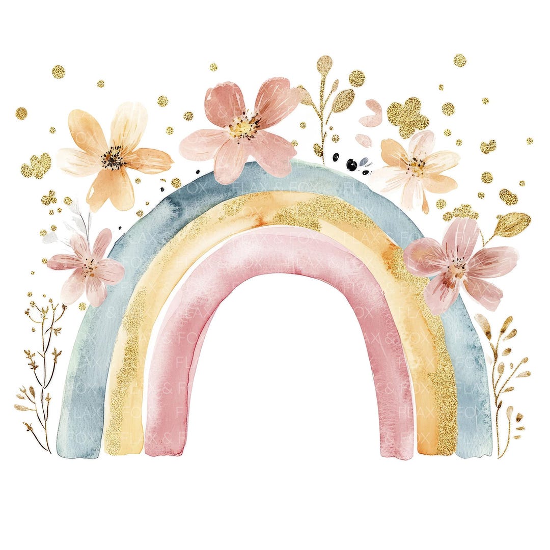 10 Cute Pastel Rainbow Clipart L Boho Baby Nursery L JPG Digital ...