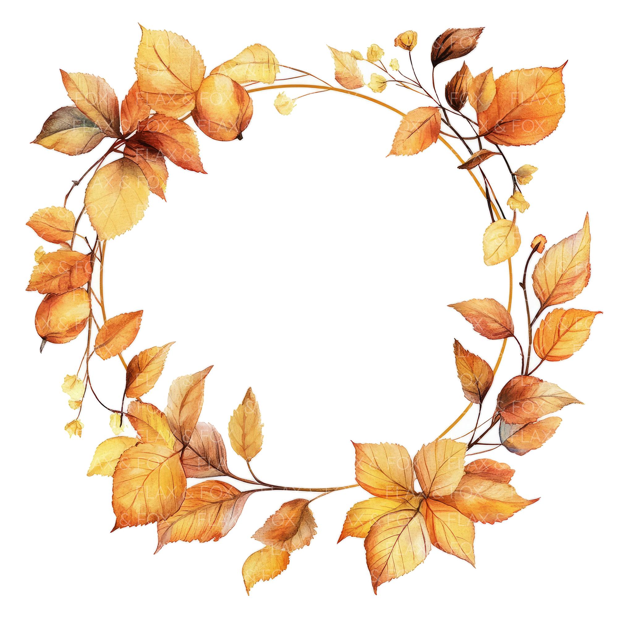 12 Autumn Leaves Frame Clipart L Fall Decor L JPG Digital Download L ...