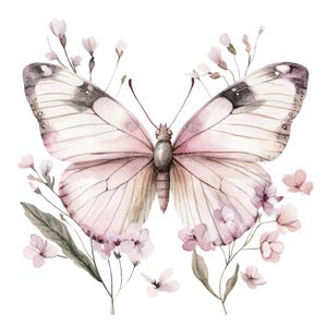 10 Pink Floral Butterfly Clipart L Boho Butterfly L JPG Digital ...