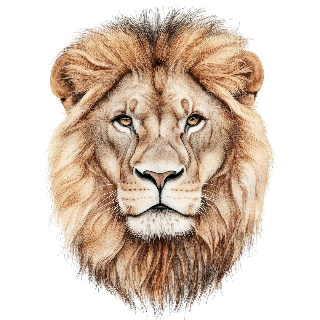 16 Lion Clipart L Safari Animal Portrait L JPG Digital Download L ...