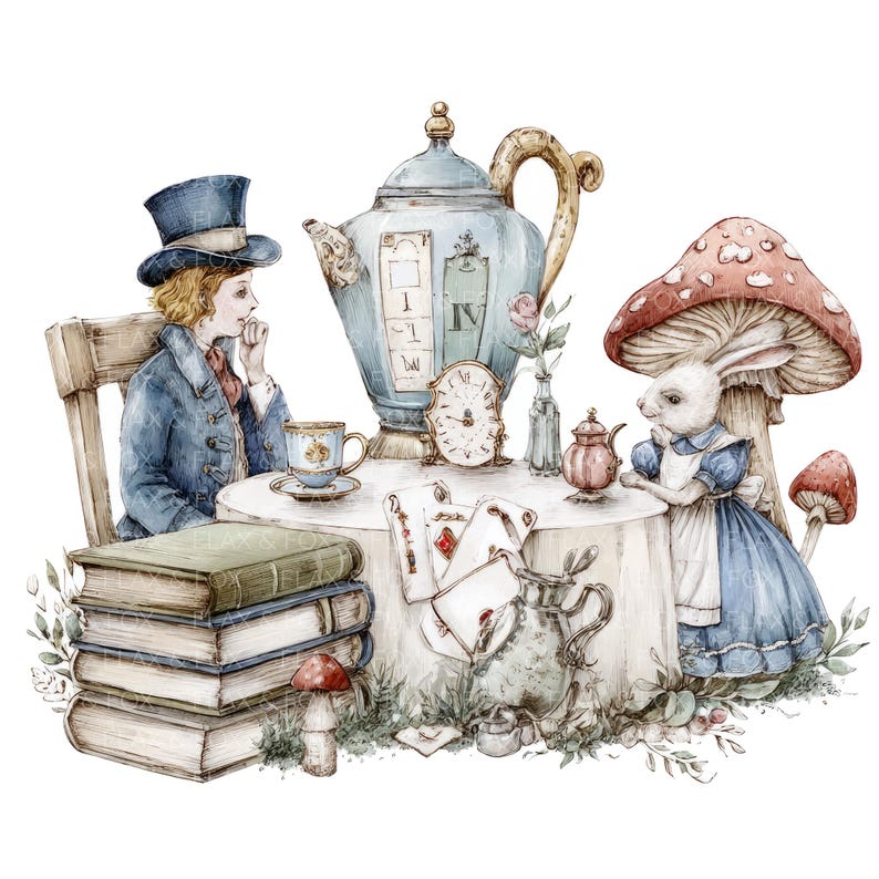 24 Alice in Wonderland Clipart L Mad Tea Party L JPG Digital Download L ...