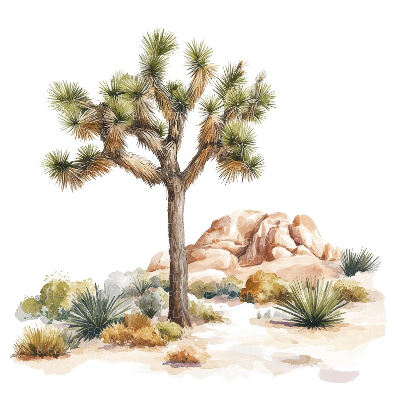 12 Joshua Tree Desert Landscape Clipart L Cactus Nature Landscape L JPG ...