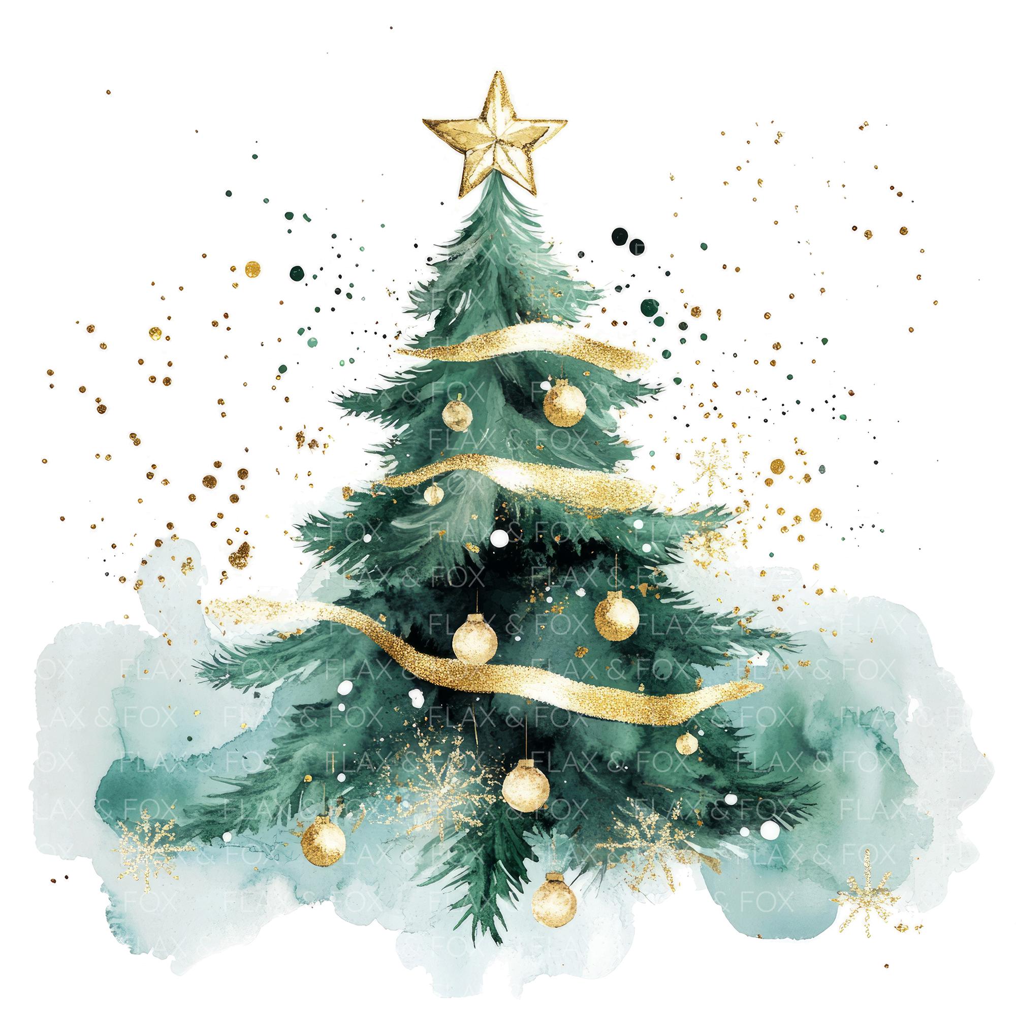 10 Christmas Tree Clipart L Evergreen Xmas Decor L JPG Digital Download ...