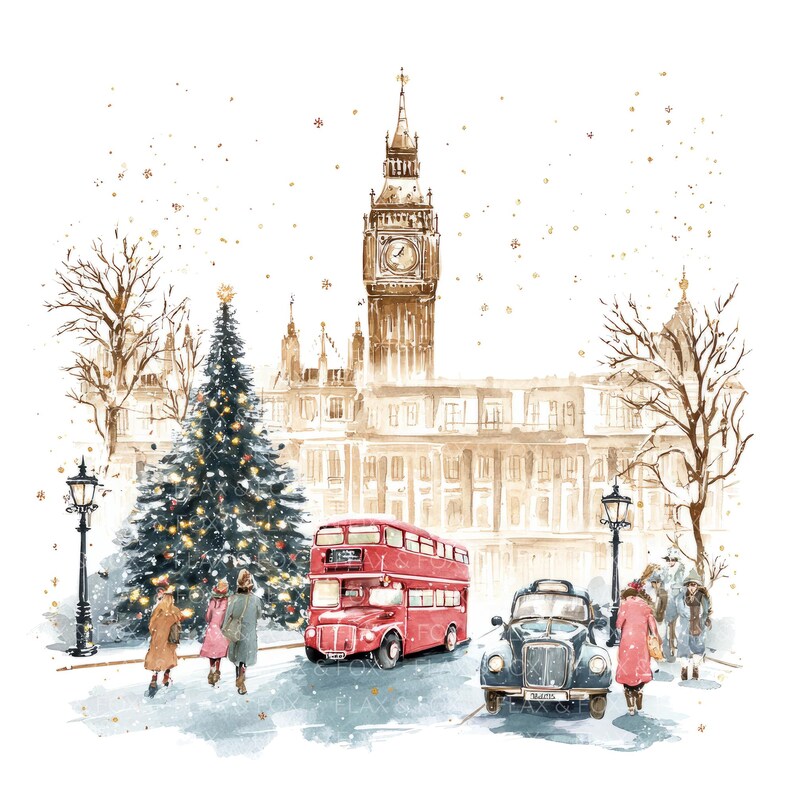 16 Cute London City Clipart L Winter Architecture L JPG Digital ...