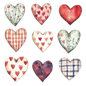 10 Vintage Hearts Clipart L Valentine's Day Card Decor L Love L JPG ...