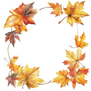 12 Autumn Leaves Frame Clipart L Fall Decor L JPG Digital Download L ...