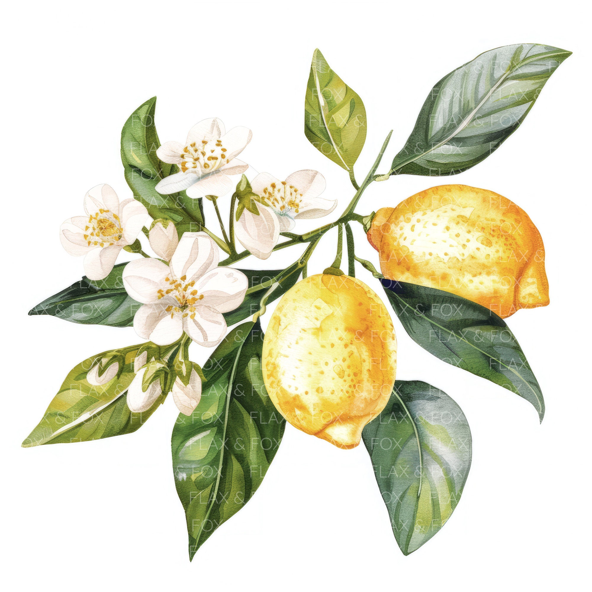 10 Lemon Clipart L Fruits Flowers Leaves L JPG Digital Download L ...