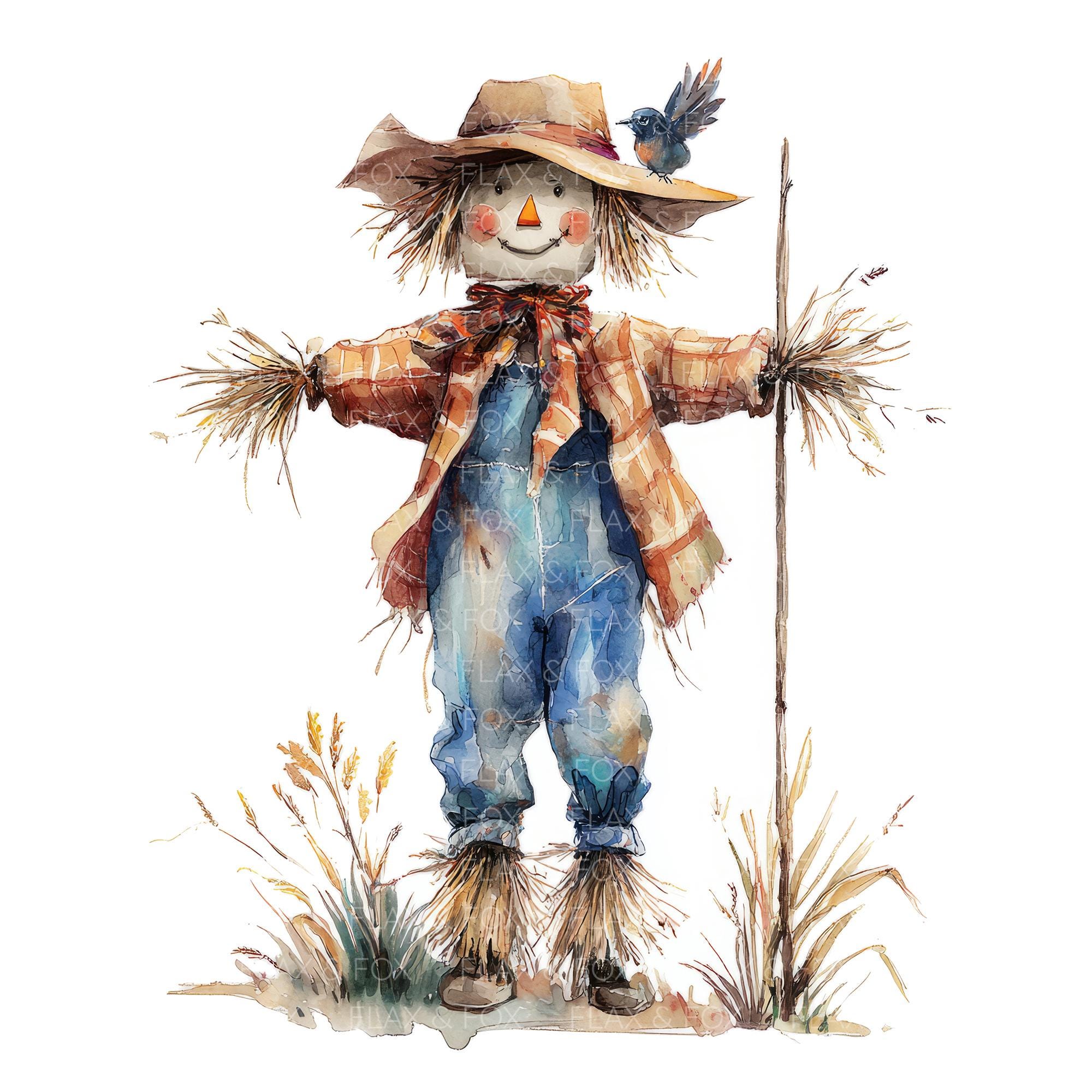 16 Scarecrow Clipart L Fall Harvest Decor L JPG Digital Download L ...