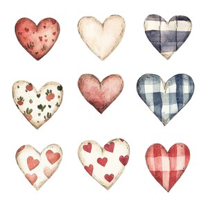10 Vintage Hearts Clipart L Valentine's Day Card Decor L Love L JPG ...