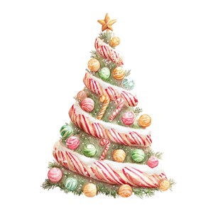 24 Candy Christmas Tree Clipart L Evergreen Xmas Decor L JPG Digital ...