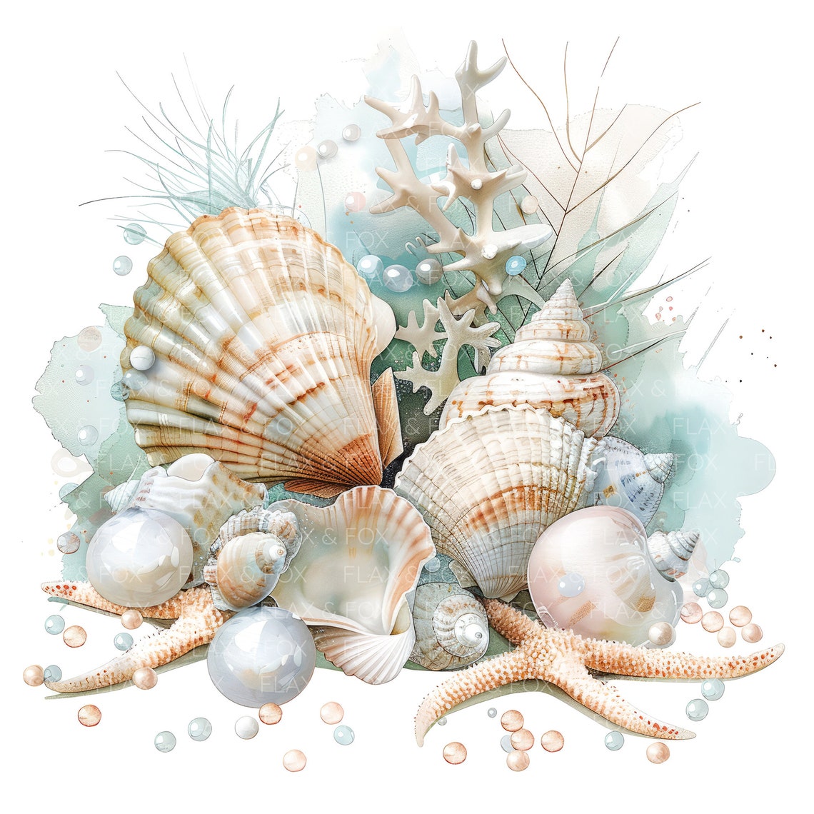 12 Seashell Clipart L Sea Shells Coral L JPG Digital Download L ...