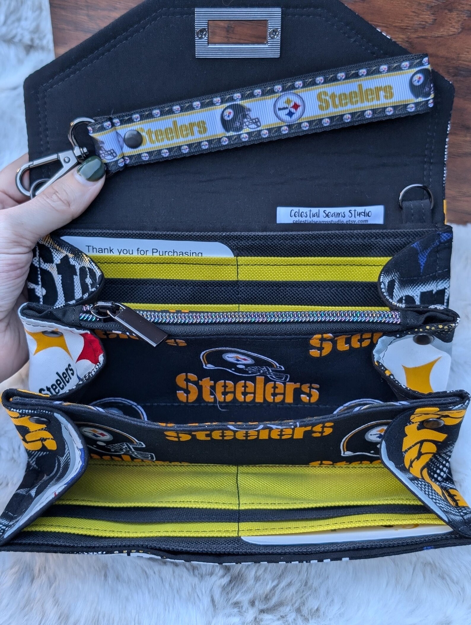 Handmade Pittsburgh Steelers Wristlet Wallet: NFL Football Clutch - Etsy