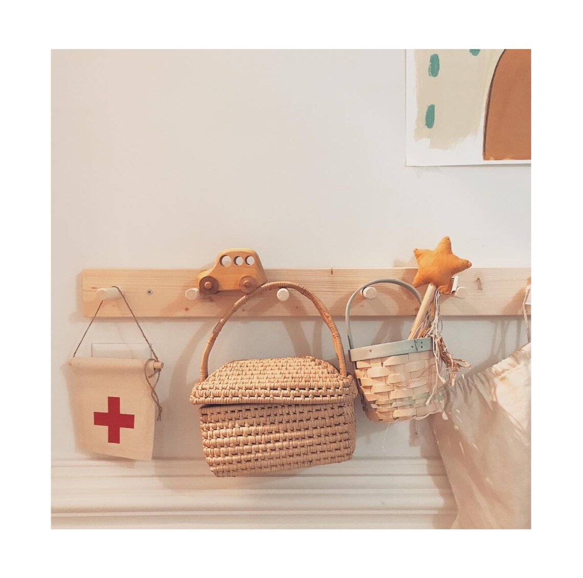 Wooden 7 Pegs Rack Slanted Hooks Wall Coat Rack Wooden - Etsy