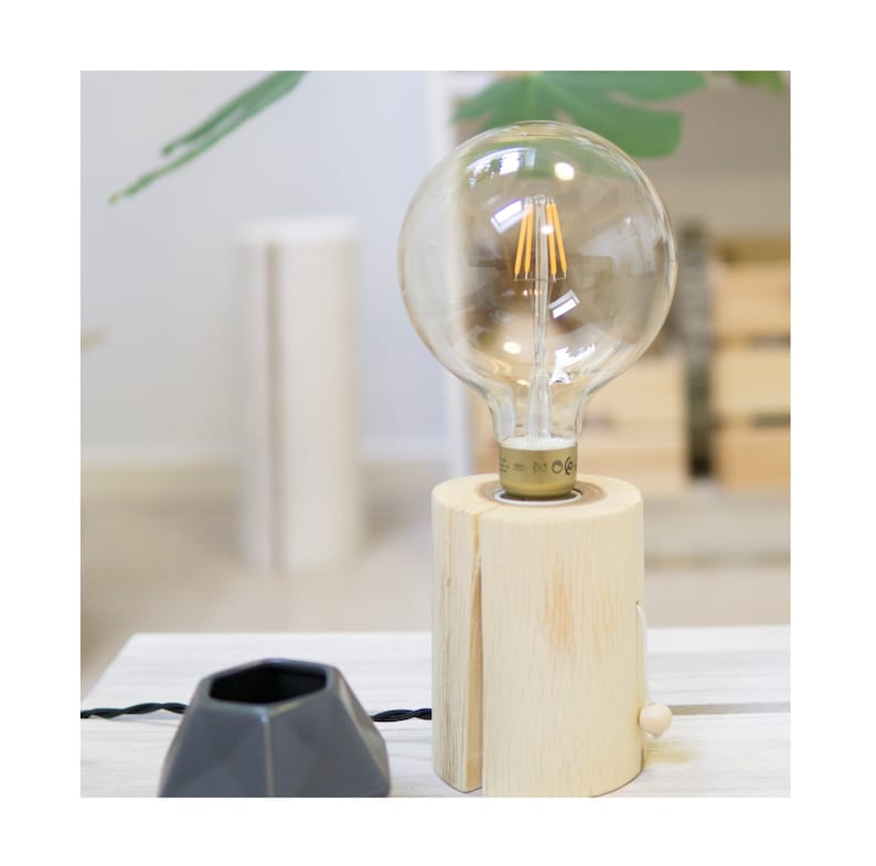Unbarked Wooden Lamp Edison Lamp Vintage Wooden Lamp Boho - Etsy