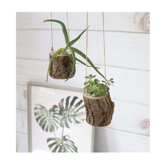 Rustic Flower 2 Pots Wooden Pot Plant Pot Flower Vase - Etsy