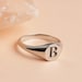 Sterling Silver Initial Ring: Personalized Monogram Signet, 18K Gold ...