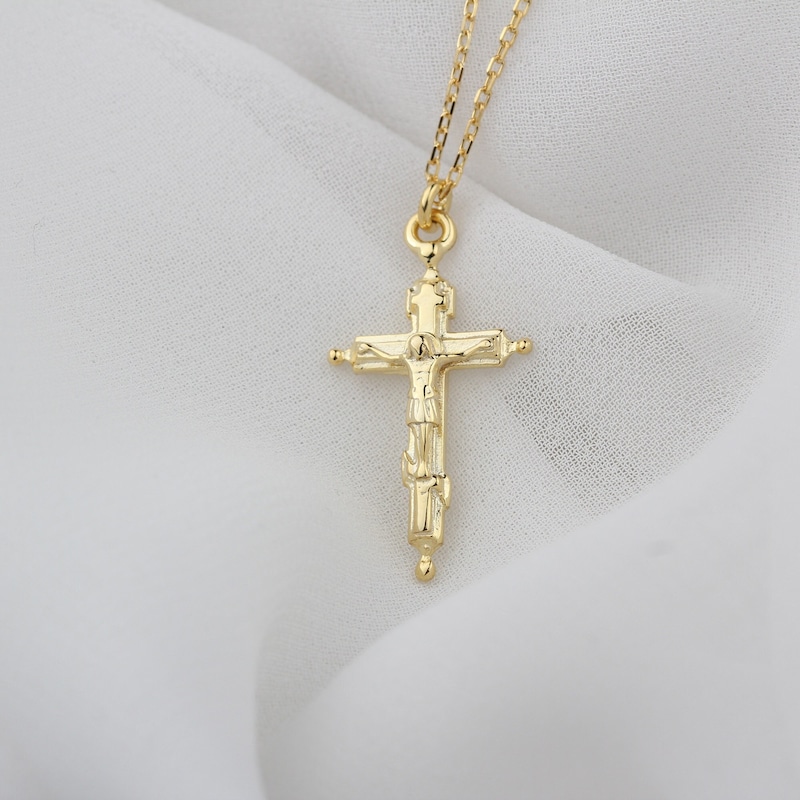 Silver Jesus Cross Necklace - Etsy