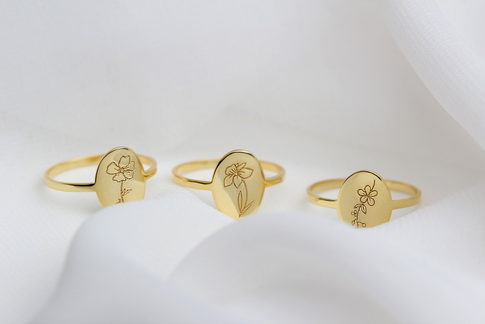 Birth Flower Ring Silver Birth Flower Ring Birth Flower - Etsy