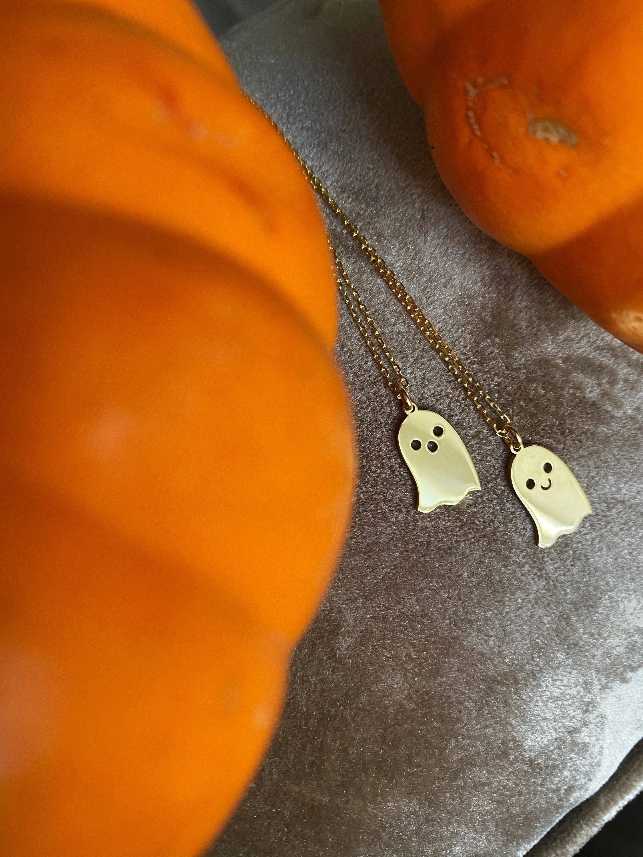 Ghost Necklace Silver Ghost Necklace Halloween Necklace - Etsy